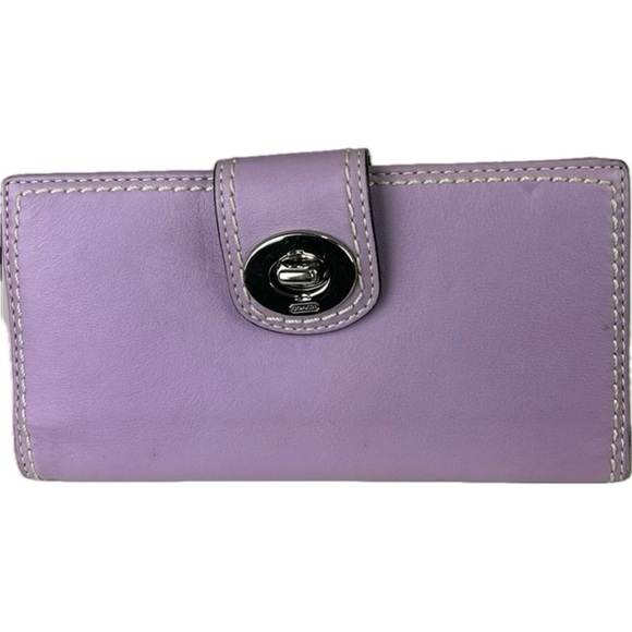 Coach | Bags | Coach Turnlock Large Lavender Leather Hampton Wallet ...